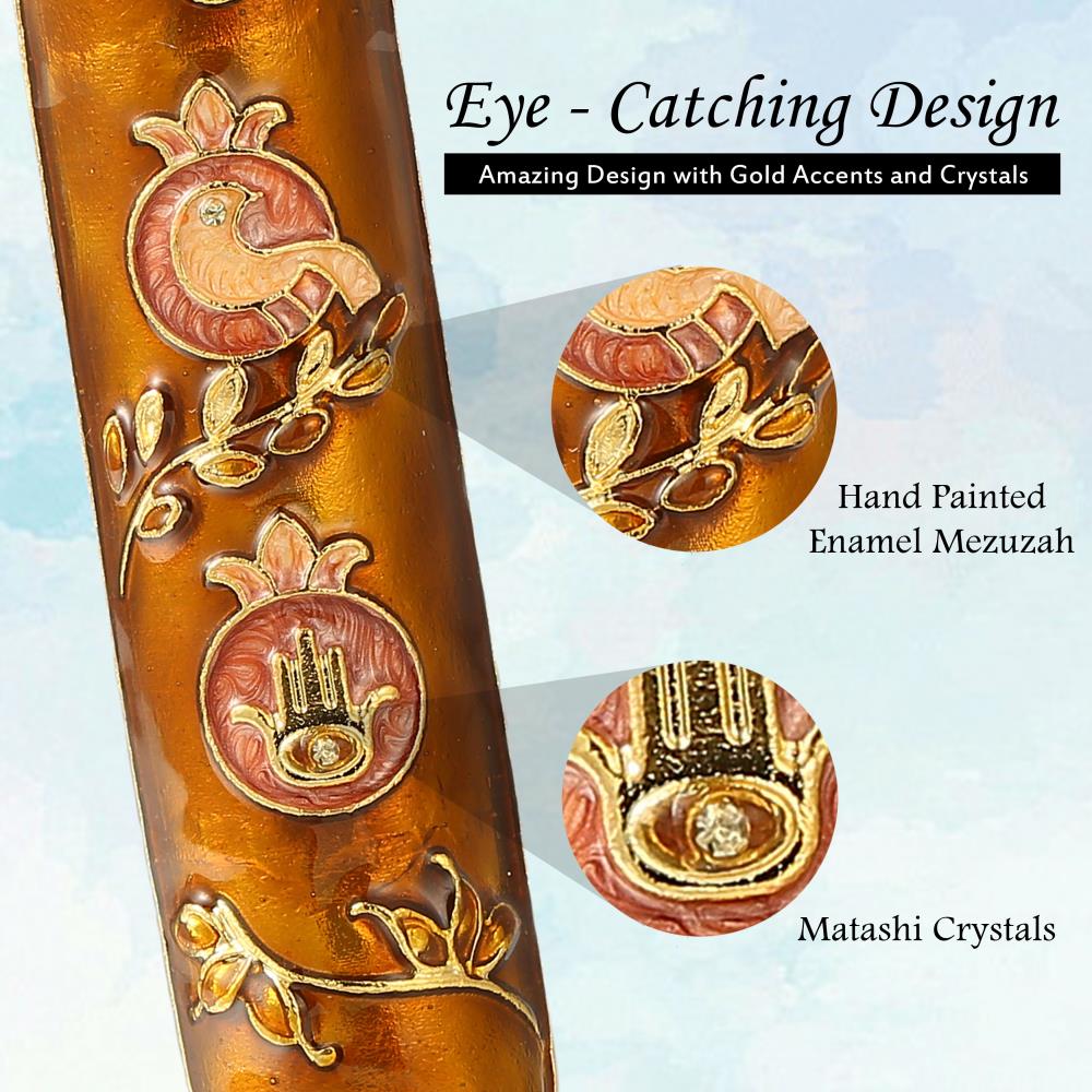 Matashi - MTMZ223 - Hand Painted Enamel Mezuzah Embellished with a Dove ...